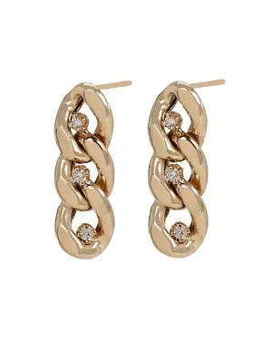 Zoe Chicco 14k Gold Curb Chain Diamond Drop Earrings - Gold