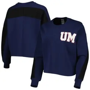 GAMEDAY COUTURE Michigan Wolverines Back To Reality Colorblock Pullover Sweatshirt - Navy