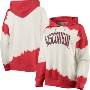 GAMEDAY COUTURE Red Wisconsin Badgers For The Fun Double Dip-dyed Pullover Hoodie - White