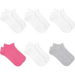 K BELL SOCKS K Bell Socks 6-Pack No-Show Sock Liners White Black Pink