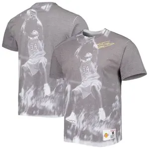 Mitchell & Ness Shaquille O'neal Heather Los Angeles Lakers Above The Rim T-shirt - Gray