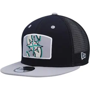New Era Gray Seattle Mariners Logo Zoom Trucker 9fifty Snapback Hat