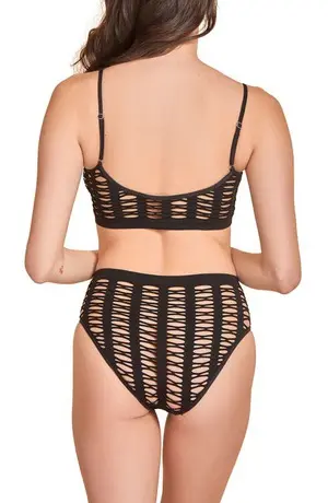 HAUTY Seamless Fishnet Heart Bra & Panties Set