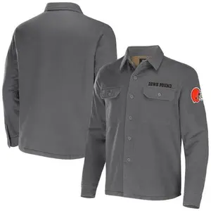 NFL X DARIUS RUCKER Collection Fanatics Cleveland Browns Canvas Button-up Shirt Jacket - Gray