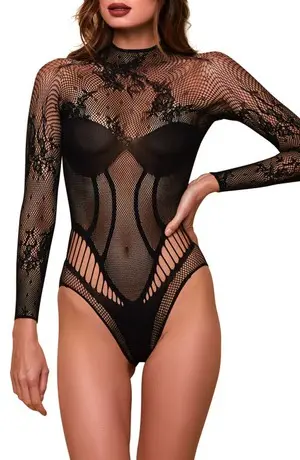 HAUTY Mock Neck Long Sleeve Teddy - Black
