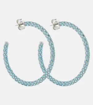Amina Muaddi Cameron Crystal-embellished Hoop Earrings - Blue