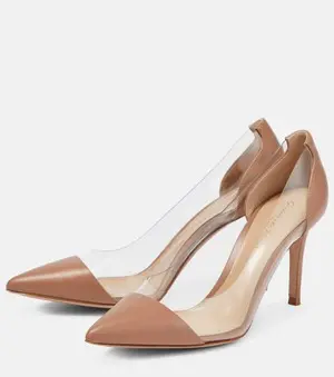 GIANVITO ROSSI Plexi 85 Leather And Pvc Pumps - Beige
