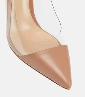 GIANVITO ROSSI Plexi 85 Leather And Pvc Pumps - Beige
