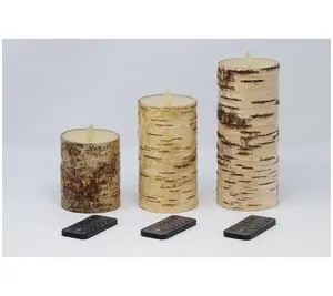LUMINARA Set Of Birch Bark Flameless Candle Garden