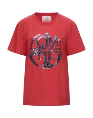 Alberta Ferretti Organic Cotton T-shirt With Sequin Detail - Red