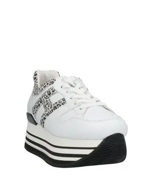 Hogan Leather Leopard-print Sneakers - White