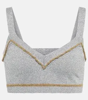 Rabanne Metallic Knit Crop Top - Silver