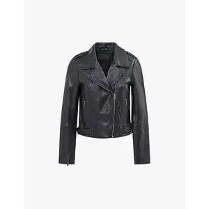 Ikks Hooded Padded Shoulder Leather Jacket