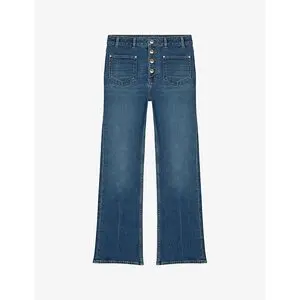 Maje High-rise Flared-leg Stretch-denim Jeans - Bleus