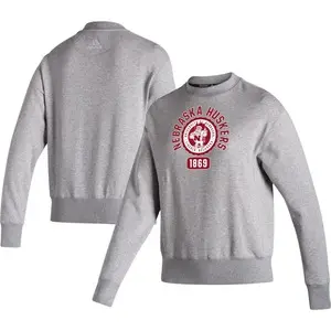 Adidas Heathered Gray Nebraska Huskers Vintage Circle Pullover Sweatshirt - Heather Gray