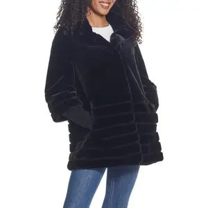 Gallery Water Resistant Faux Fur Jacket - Black