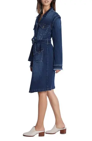 WASH LAB DENIM Road Trip Long Sleeve Denim Shirt Dress
