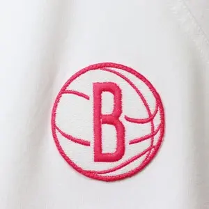 LUSSO Brooklyn Nets Margot Cropped Tri-blend Cap Sleeve Sweatshirt