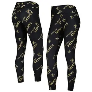 CONCEPTS SPORT New Orleans Saints Breakthrough Allover Print Lounge Leggings - Black