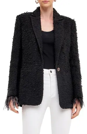 Endless Rose Feather Cuff Tweed Blazer
