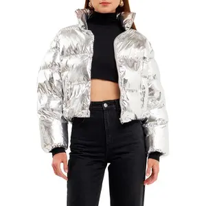 GREY LAB Cropped Puffer Jacket - Metallic
