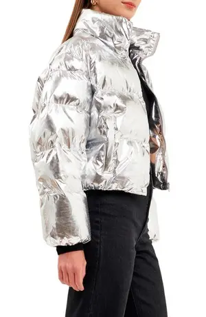 GREY LAB Cropped Puffer Jacket - Metallic