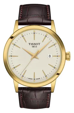 TISSOT Classic Dream Leather Strap Watch - Brown