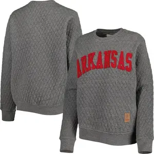 PRESSBOX Arkansas Razorbacks Moose Quilted Pullover Sweatshirt - Heather Gray