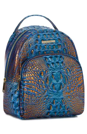 WOMENS BLUE CROC PRINT ITALIAN LEARHER BACKPACK Nowhere Backpack Bag | Crocodile Leather Design Bag - VEARI main image 4