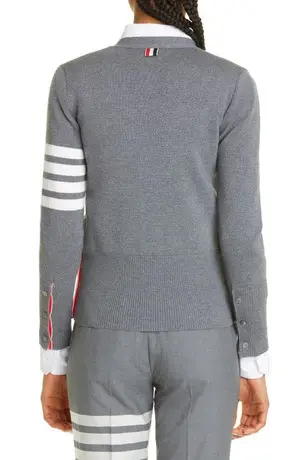 Thom Browne 4-bar Merino Wool Cardigan - Medium Grey