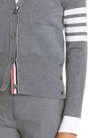 Thom Browne 4-bar Merino Wool Cardigan - Medium Grey