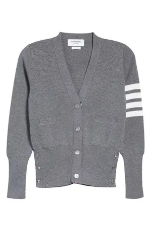 Thom Browne 4-bar Merino Wool Cardigan - Medium Grey