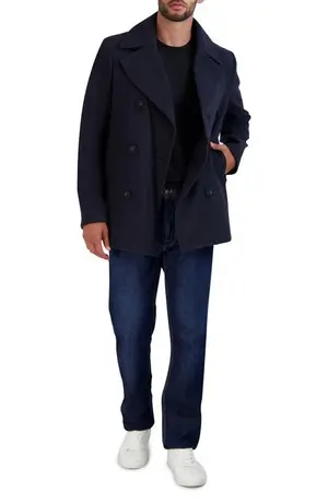 Cole Haan Double Breasted Pea Coat - Navy