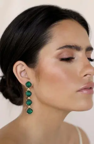 Ettika Crystal Drop Earrings - Green