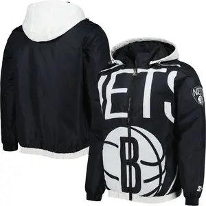 STARTER Brooklyn Nets The Triple Double Full-zip Hoodie Jacket - Black