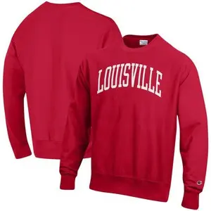 Champion Louisville Cardinals Arch Reverse Weave Pullover Sweatshirt - Red