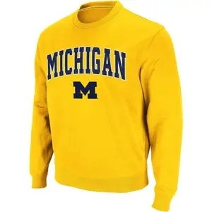 COLOSSEUM Michigan Wolverines Arch & Logo Crew Neck Sweatshirt - Maize