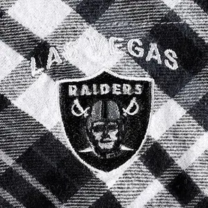 CONCEPTS SPORT Las Vegas Raiders Mainstay Plaid Full-button Long Sleeve Nightshirt