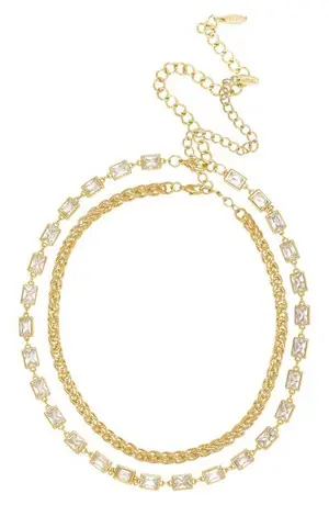 Ettika Set Of 2 Crystal And Chain Link Necklaces - Gold