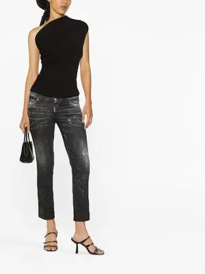 Dsquared2 Splatter-detailed Cropped Jeans - Black