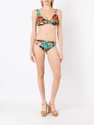 AMIR SLAMA Floral-print Tie-fastened Bikini