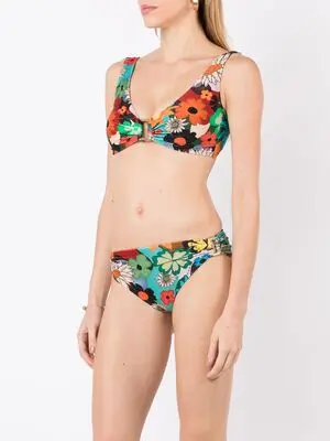 AMIR SLAMA Floral-print Tie-fastened Bikini