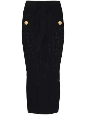 Balmain Ribbed-knit Pencil Skirt