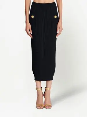 Balmain Ribbed-knit Pencil Skirt