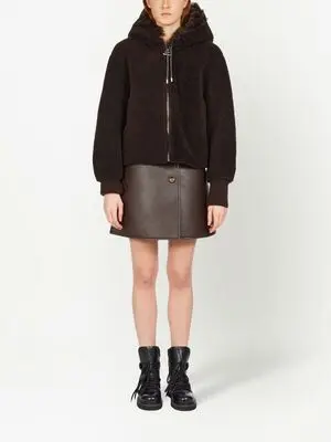 FERRAGAMO A-line Leather Mini Skirt - Brown