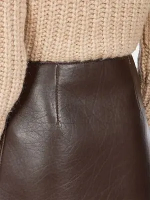 FERRAGAMO A-line Leather Mini Skirt - Brown