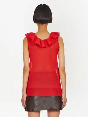 FERRAGAMO Frill-detail Virgin Wool Top