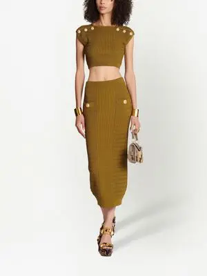 Balmain Ribbed-knit Pencil Skirt
