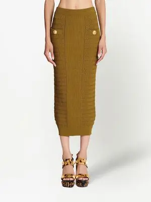 Balmain Ribbed-knit Pencil Skirt