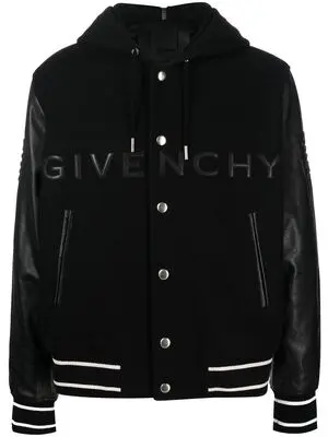 Givenchy Raised-logo Hooded Varsity Jacket - Black